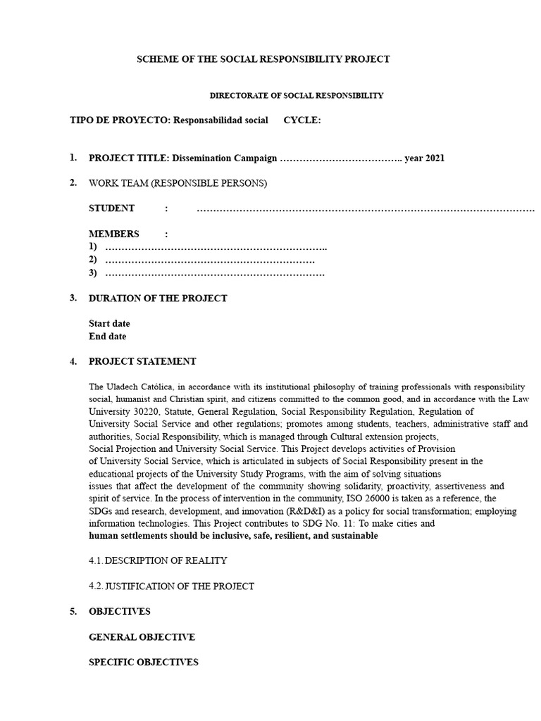 Scheme of The Social Responsibility Project | PDF