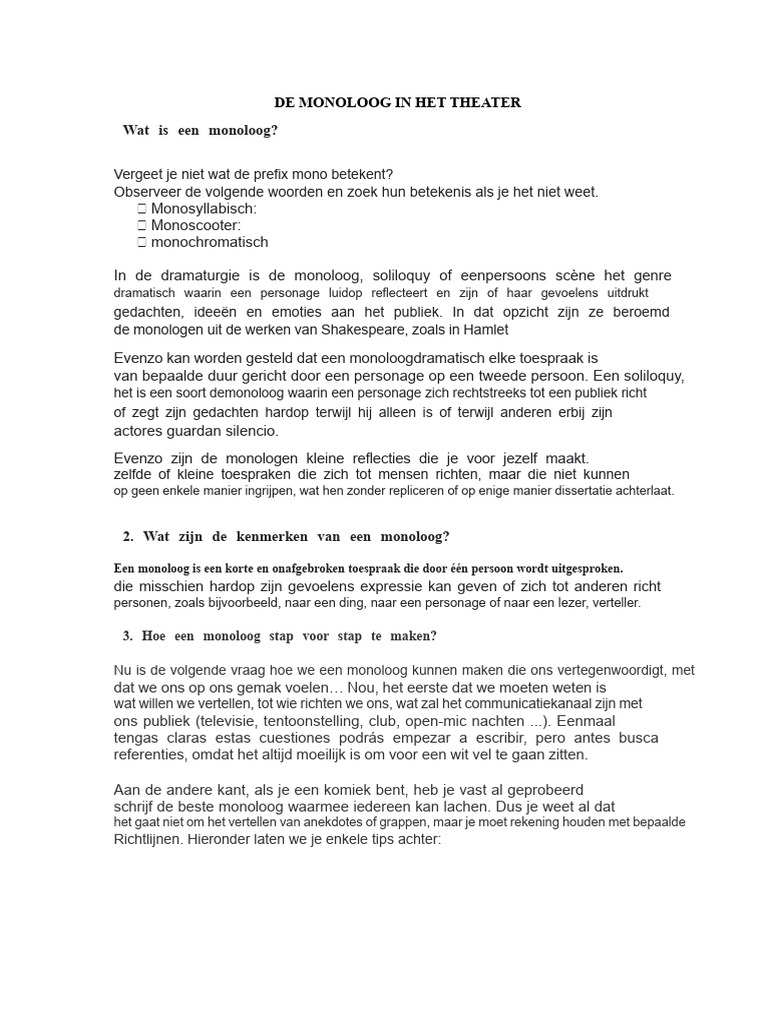 De Monoloog in Het Theater | PDF