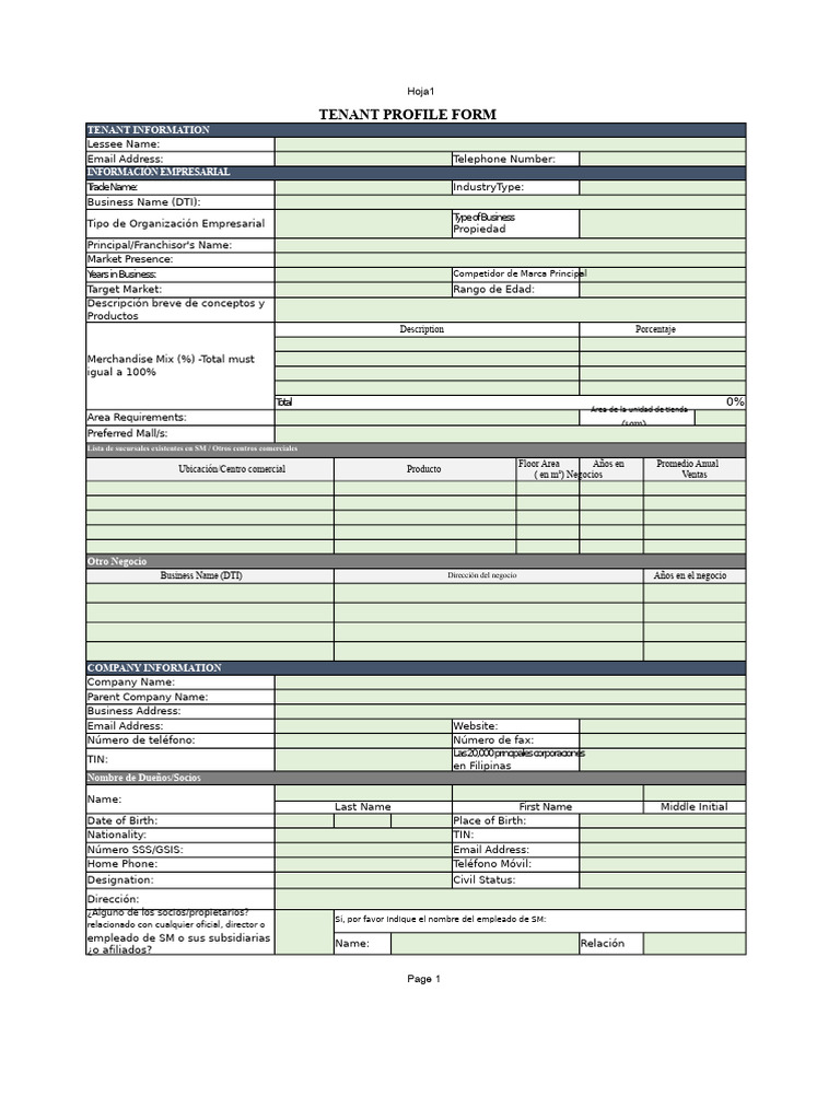 Perfil Del Inquilino Actualizado | PDF