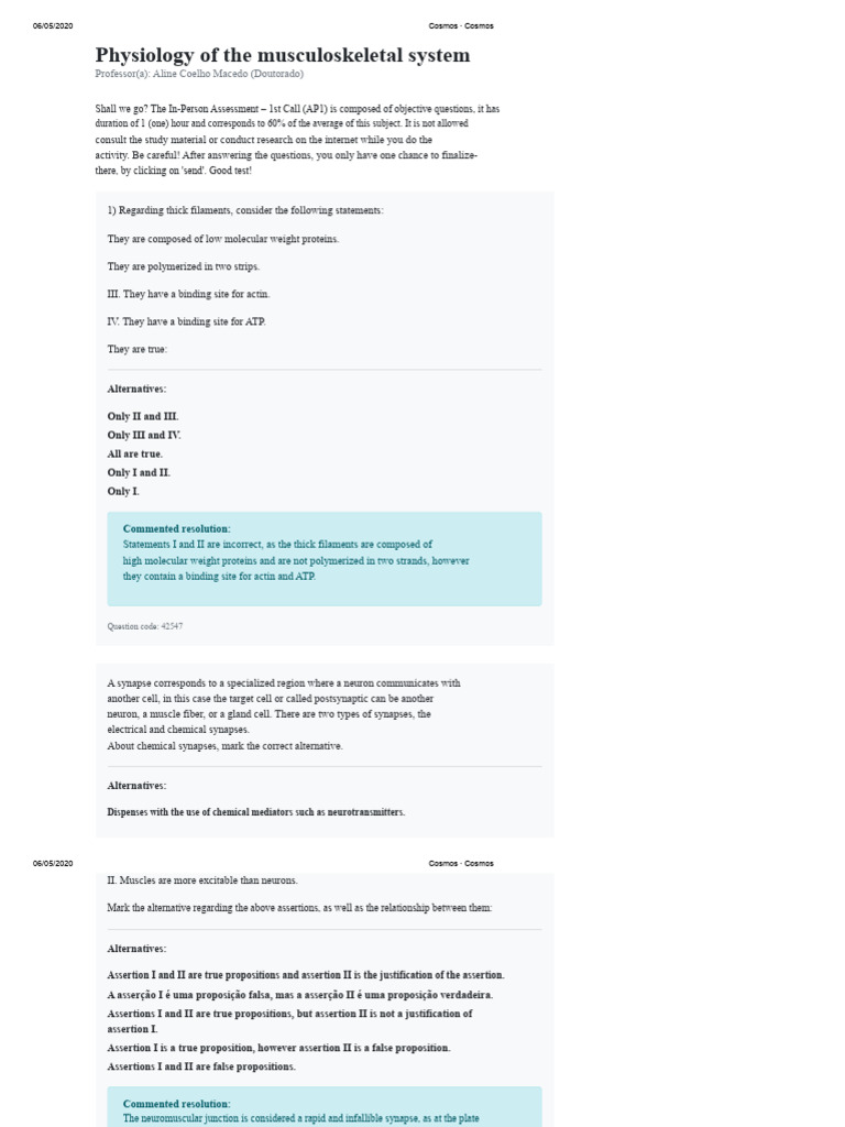 In-Person Physiotherapy Exam | PDF | Action Potential | Chemical Synapse