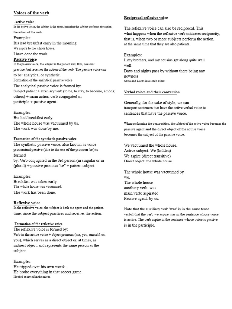 8th Grade, Exercises On Verb Voices | PDF | Verb | Subject (Grammar)