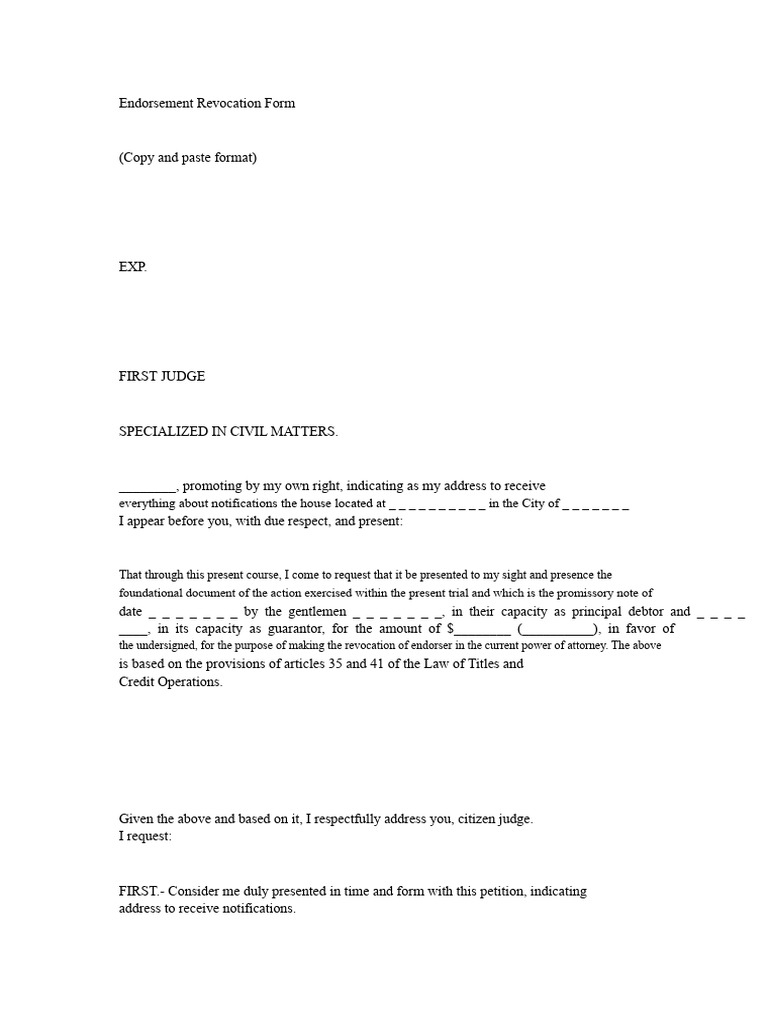 Endorsement Revocation Request Form | PDF