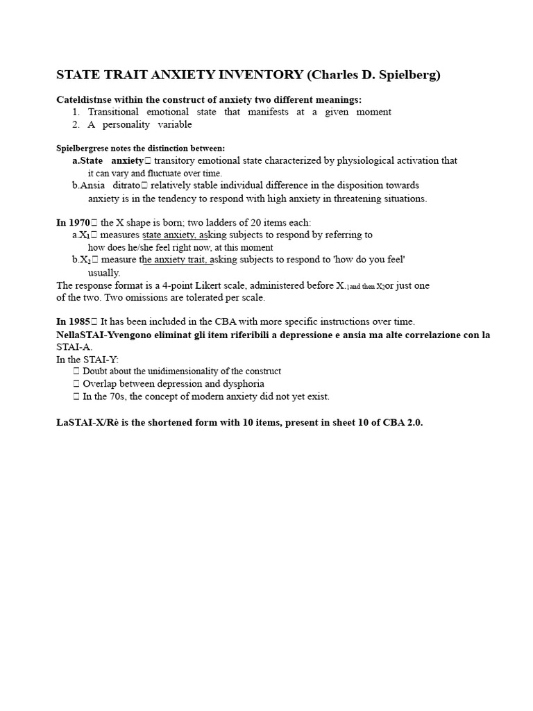 State Trait Anxiety Inventory | PDF