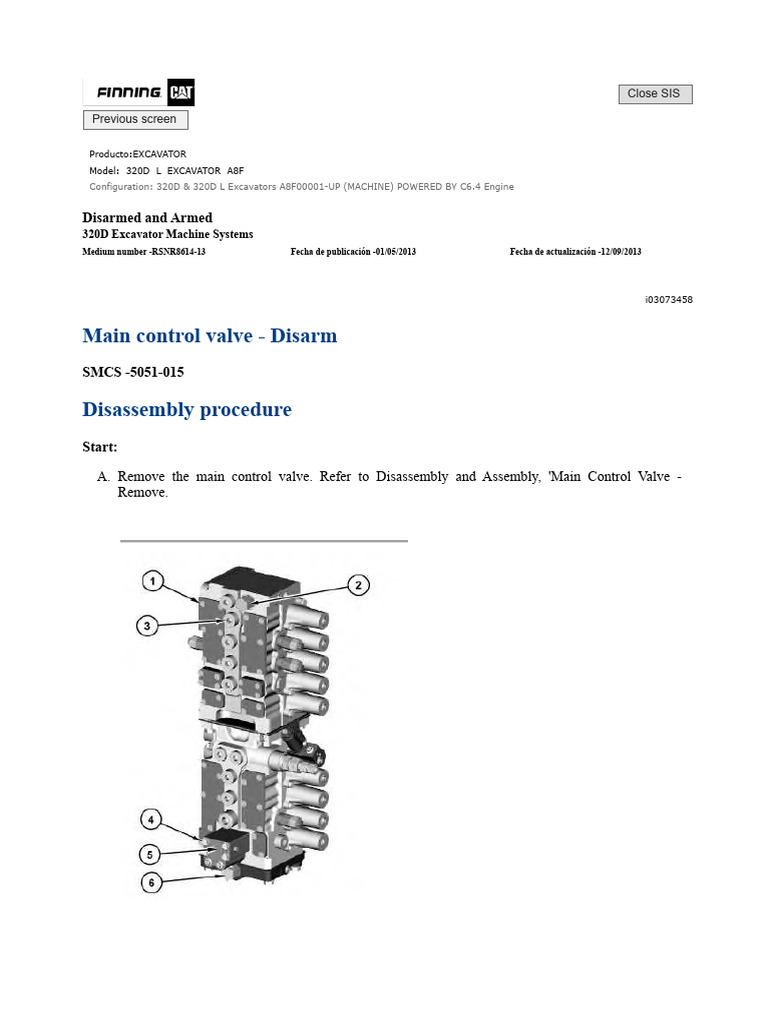 Disassemble Valve Control 320D | PDF