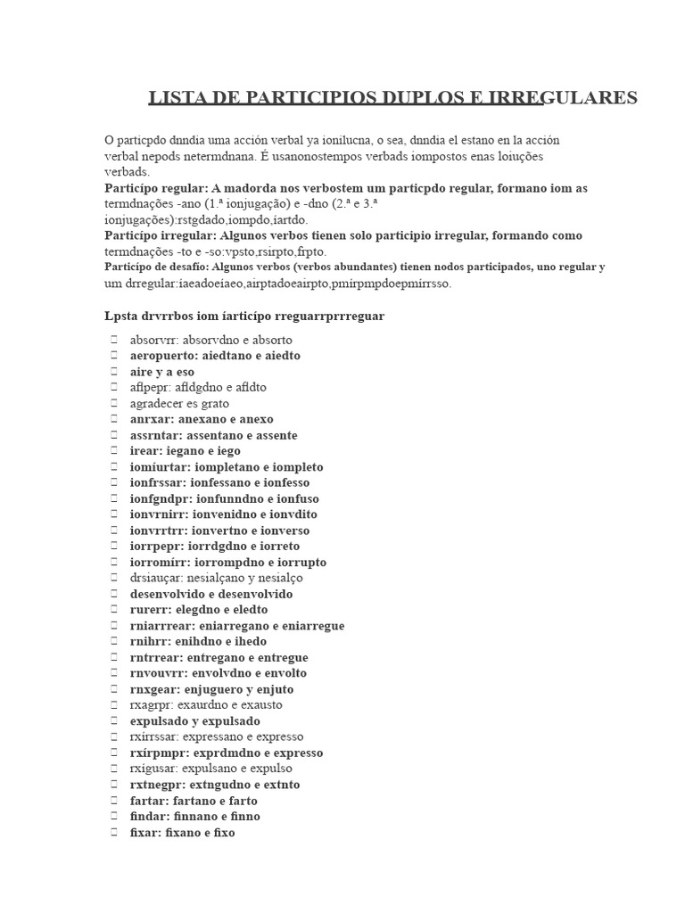 Lista de Participios Dobles e Irregulares | PDF | Verbo | Semántica