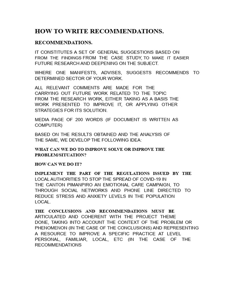 How To Write Recommendations | PDF