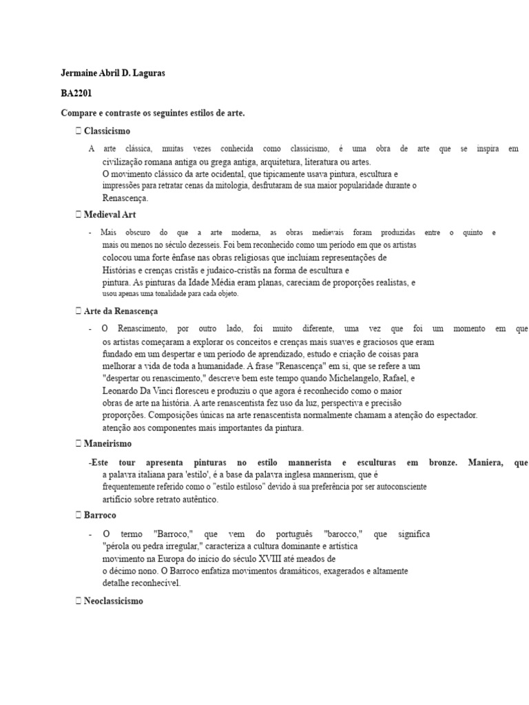 05 Elms Atividade 2 (FINAL) | PDF | Renascimento | Barroco