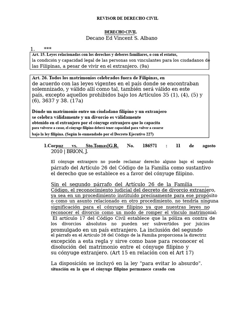 DERECHO CIVIL Por Dean Albano | PDF | Divorcio | Matrimonio