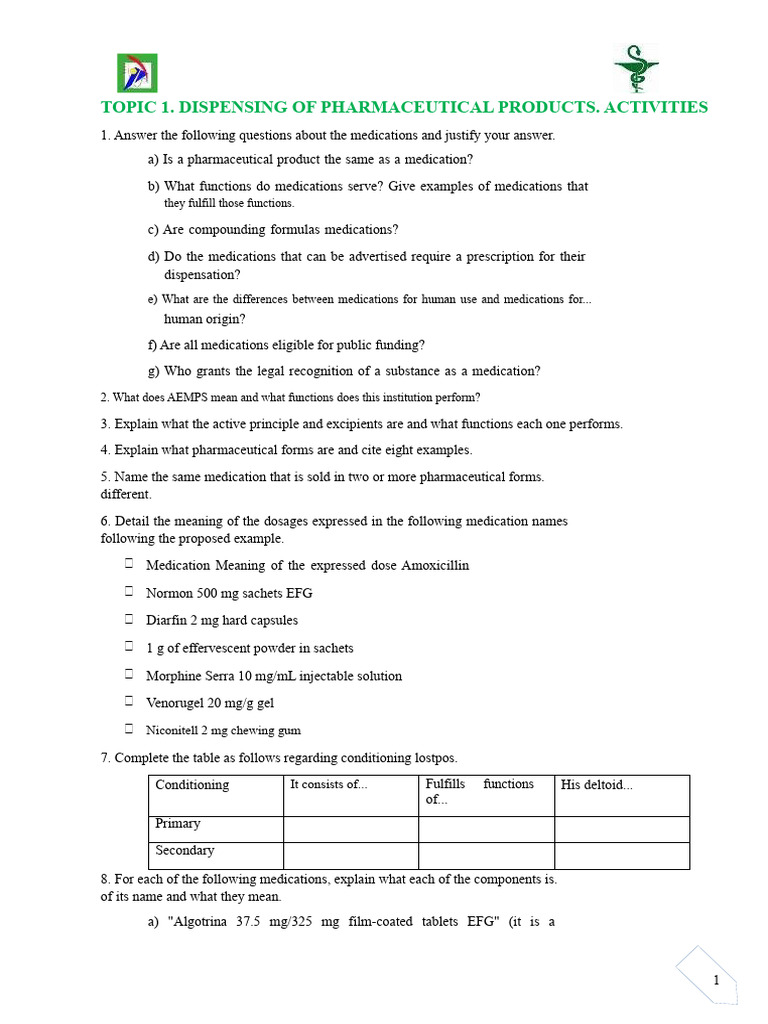 Pharmaceutical Product Dispensation Guide | PDF | Bioavailability ...