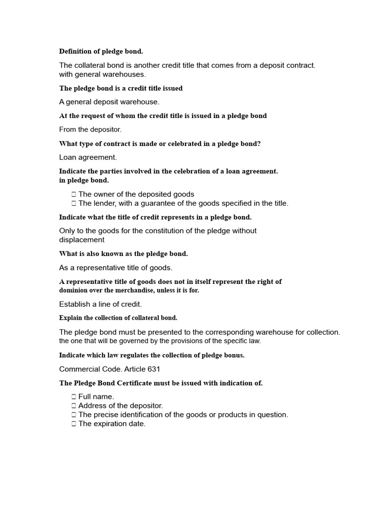 Pledge Bond Questions | PDF | Loans | Credit