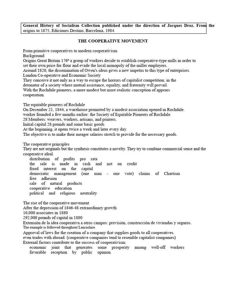 General History of Socialism Droz | PDF | Cooperative | Capitalism