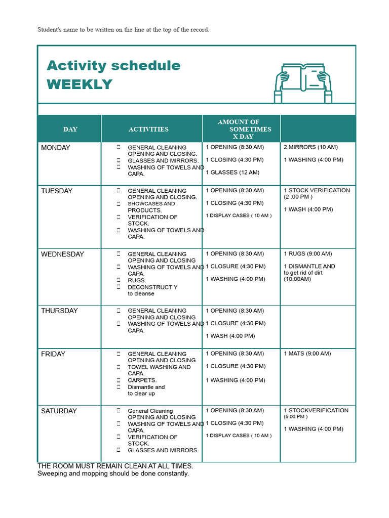 Schedule of Activities ASSISTANT | PDF