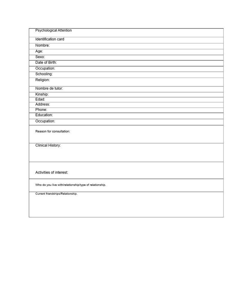 Psychological Attention Intake Form | PDF