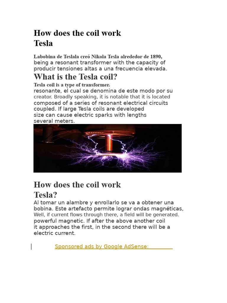 How The Tesla Coil Works | PDF | Inductor | Transformer