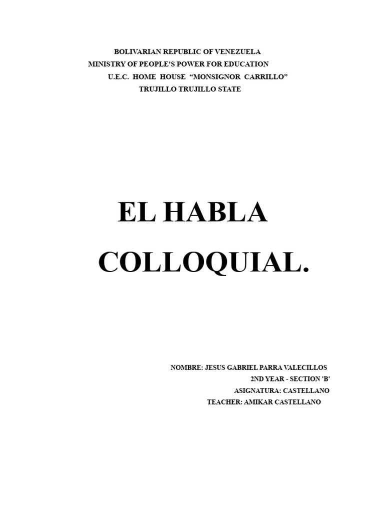 Understanding Colloquial Language | PDF | Word | Communication