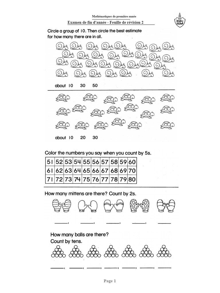 Classe 1 - Examen de Fin D'année - Feuille de Révision de Mathématiques ...