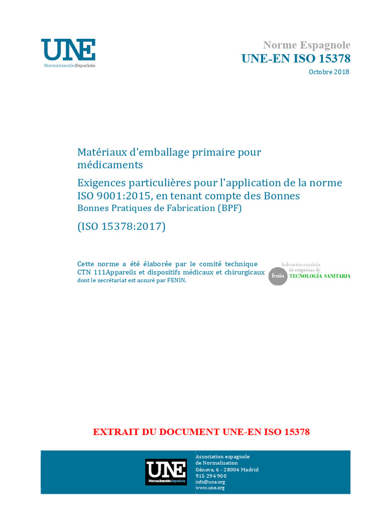 Section Norme Iso 15378 2017 | PDF | Management de la qualité ...