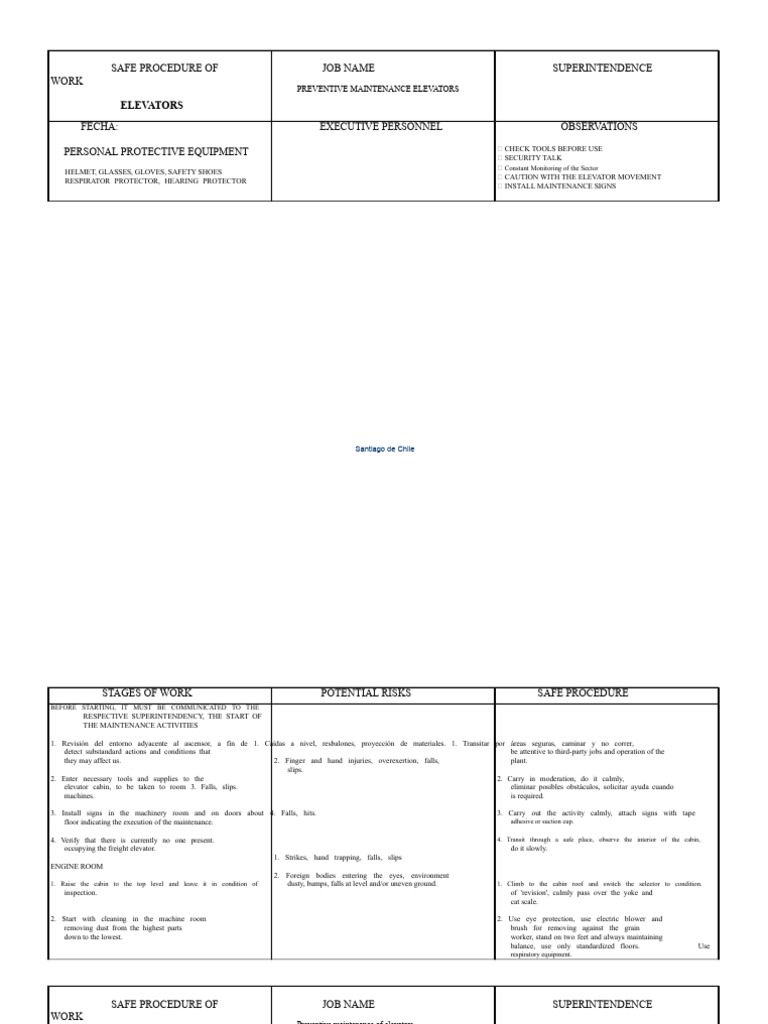 Elevators Safe Work Procedure For Maintenance | PDF | Elevator | Personal Protective Equipment
