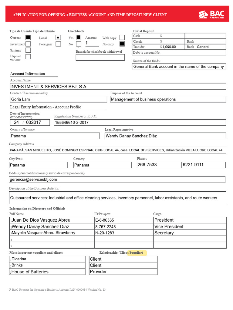 Business Account Opening Application Form | PDF | Banks | Identity Document