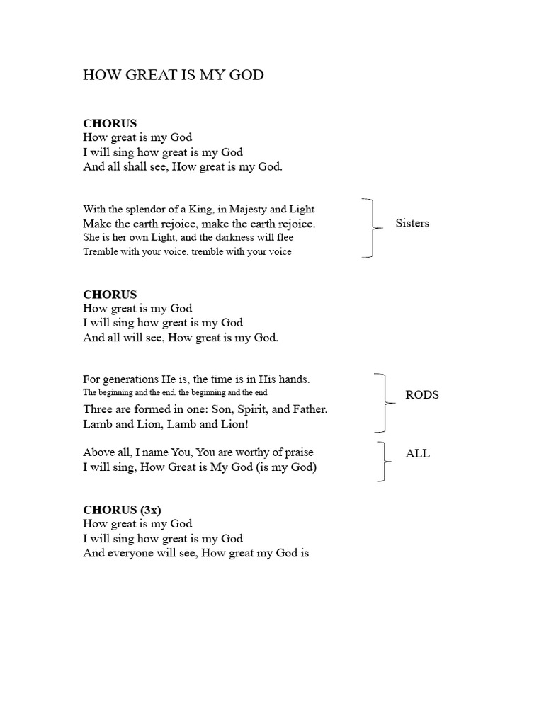 How Great Is My God Lyrics | PDF