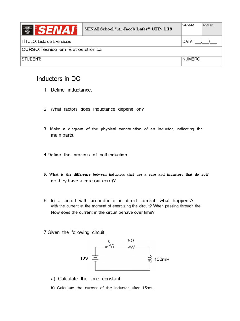 List 4 - Inductors in DC and AC | PDF | Inductance | Inductor