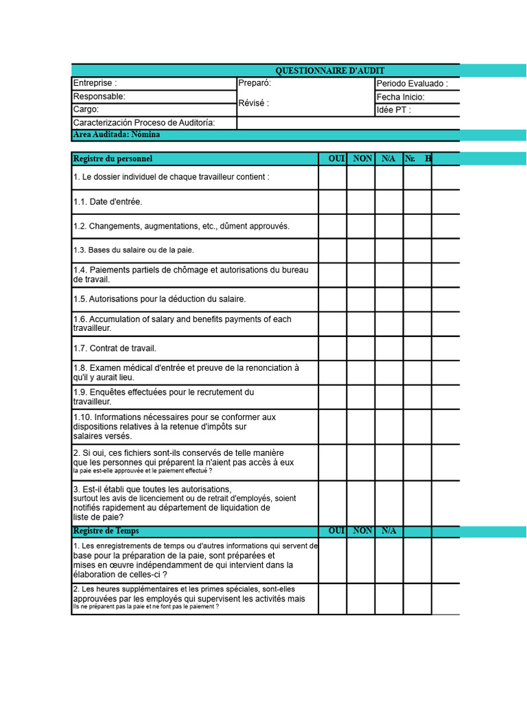 Modèle de Questionnaire D'audit | PDF | Audit | Économie