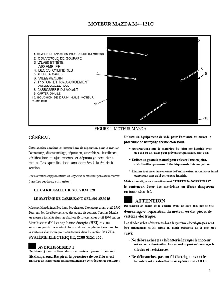 Réparation moteur Mazda M4-121G | PDF | Piston | Moteur à combustion ...