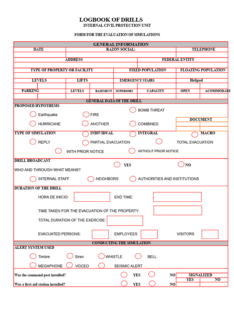 Civil Protection Drill Evaluation Logbook | PDF | Emergency Management ...