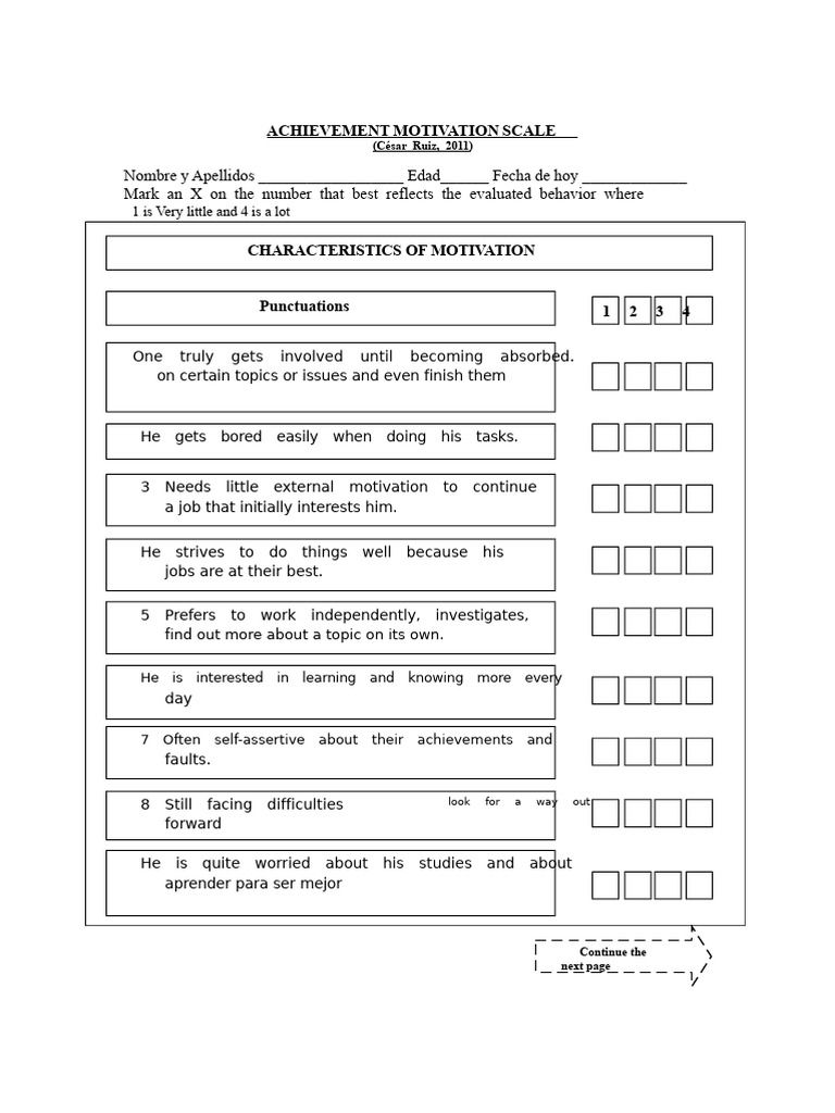 Achievement Motivation Scale | PDF | Motivational | Motivation