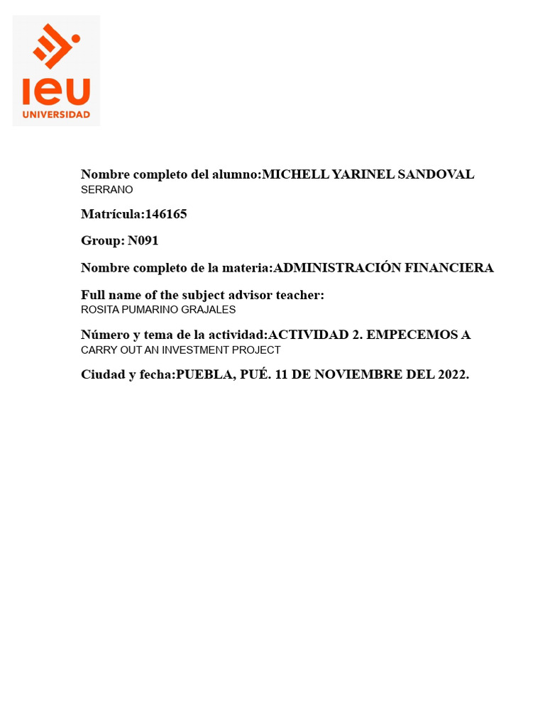 Activity 2. Let's Start Working On An Investment Project | PDF ...