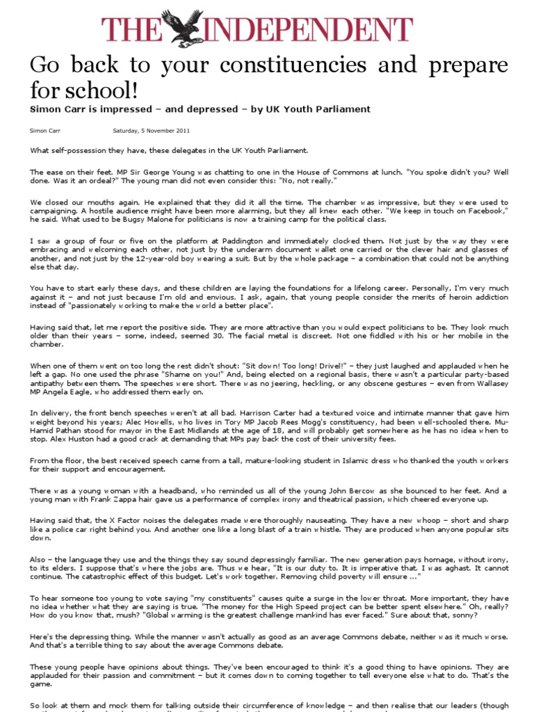 Go Back To Your Constituencies and Prepare For School | PDF | Politics ...