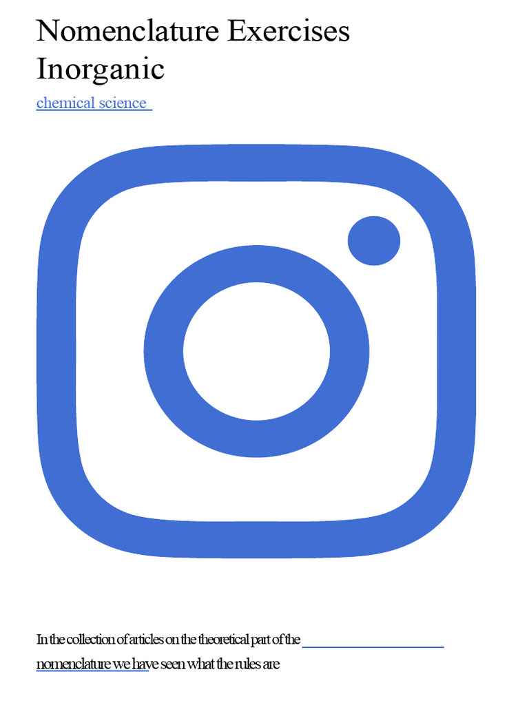 Inorganic Nomenclature Exercises - ScienceChemistry | PDF