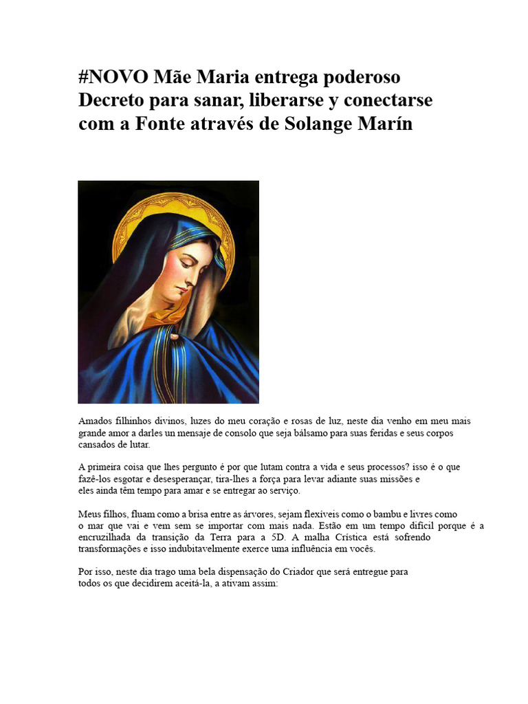 Decreto de Mãe Maria para Cura e Amor | PDF | Oração | Maria, mãe de Jesus