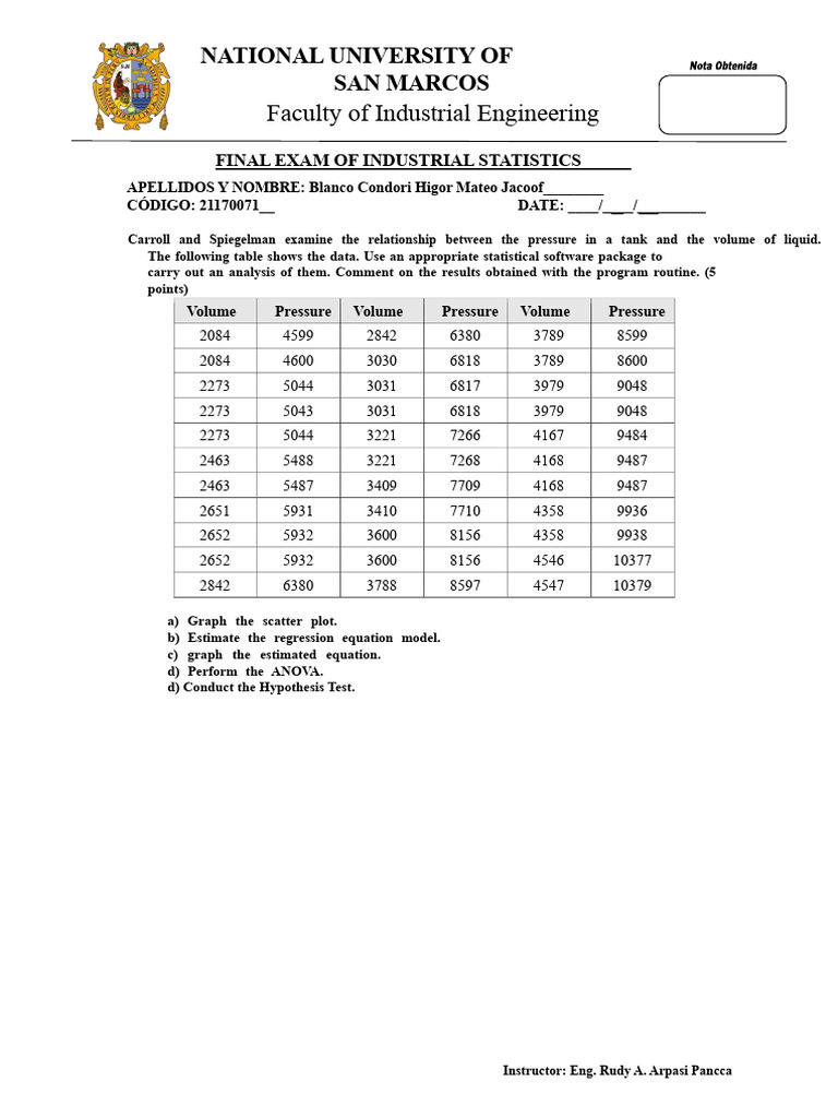 Industrial Statistics Final Exam Analysis | PDF | Statistics ...