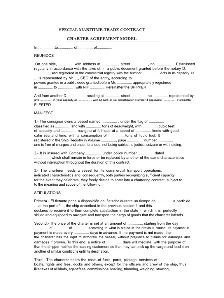 Charter Contract | PDF | Cargo | Ships