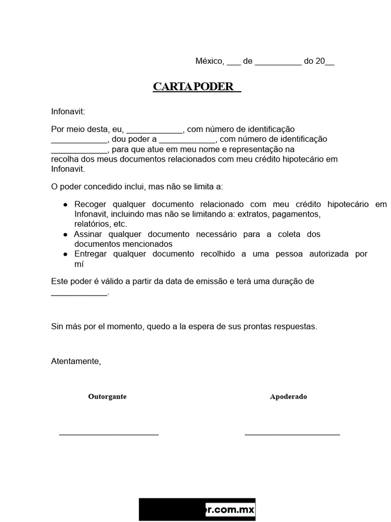 Carta Poder para Retirar Documentos Do Infonavit | PDF