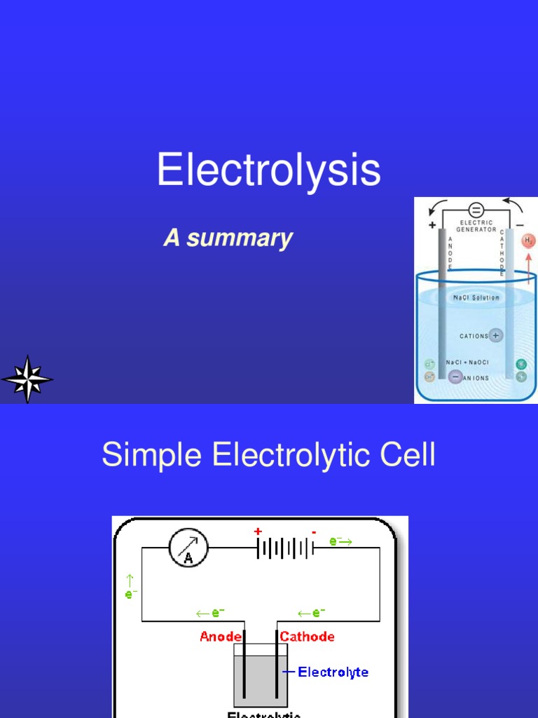 Electrolysis | PDF | Electrolyte | Anode