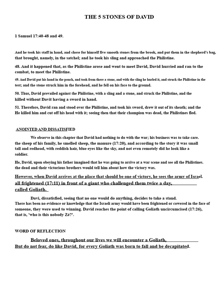 The 5 Stones of David | PDF | David | Goliath