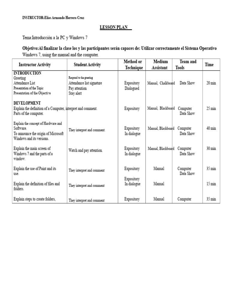 Windows Class Plan | PDF | Computer File | Computing
