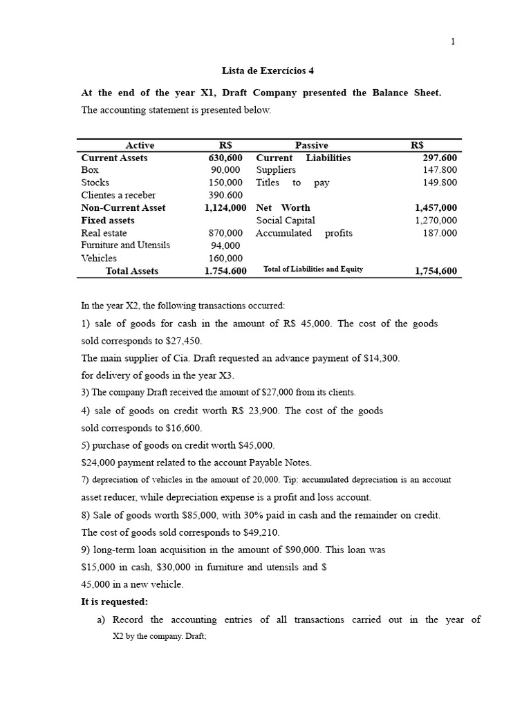 Resolution Exercise List 4 | PDF | Debits And Credits | Equity (Finance)
