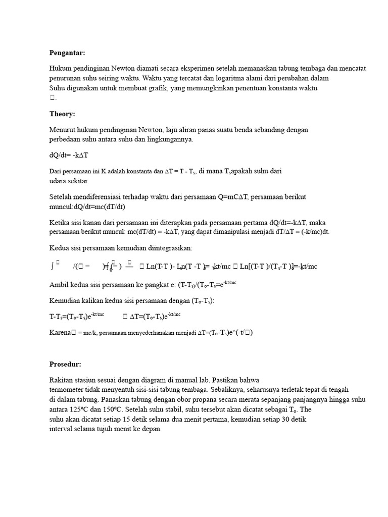 Lab 3 - Hukum Pendinginan Newton | PDF