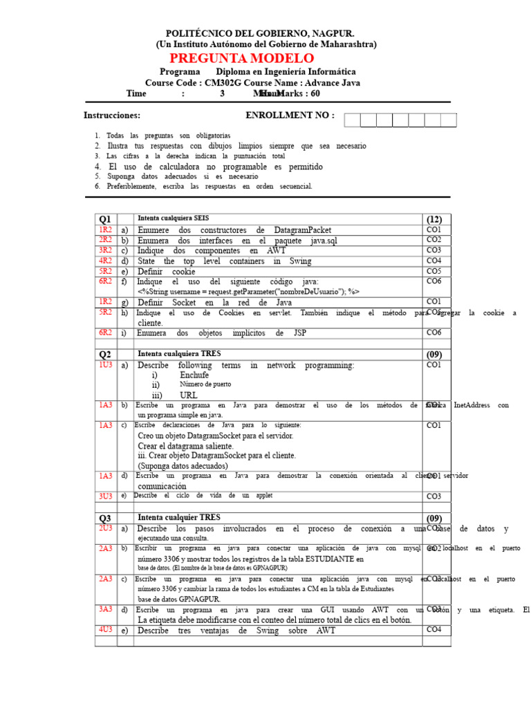 Examen de Java Avanzado - Diploma en Informática | PDF | Java (lenguaje ...