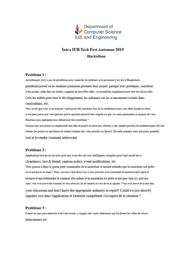 Hackathon Intra IUB 2019 : Projets et Règles | PDF | Bug (informatique ...