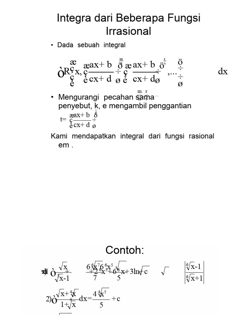 Integral Dari Beberapa Fungsi Irasional | PDF