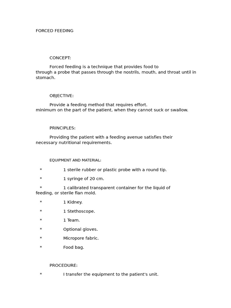 Forced Feeding | PDF | Clinical Medicine | Medical Specialties