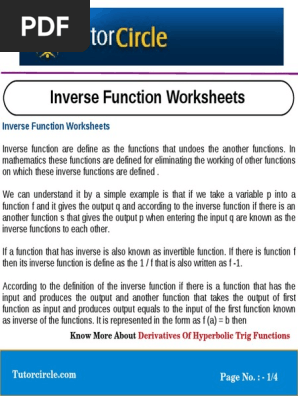 Inverse Function Worksheets Pdf Function Operation Composition
