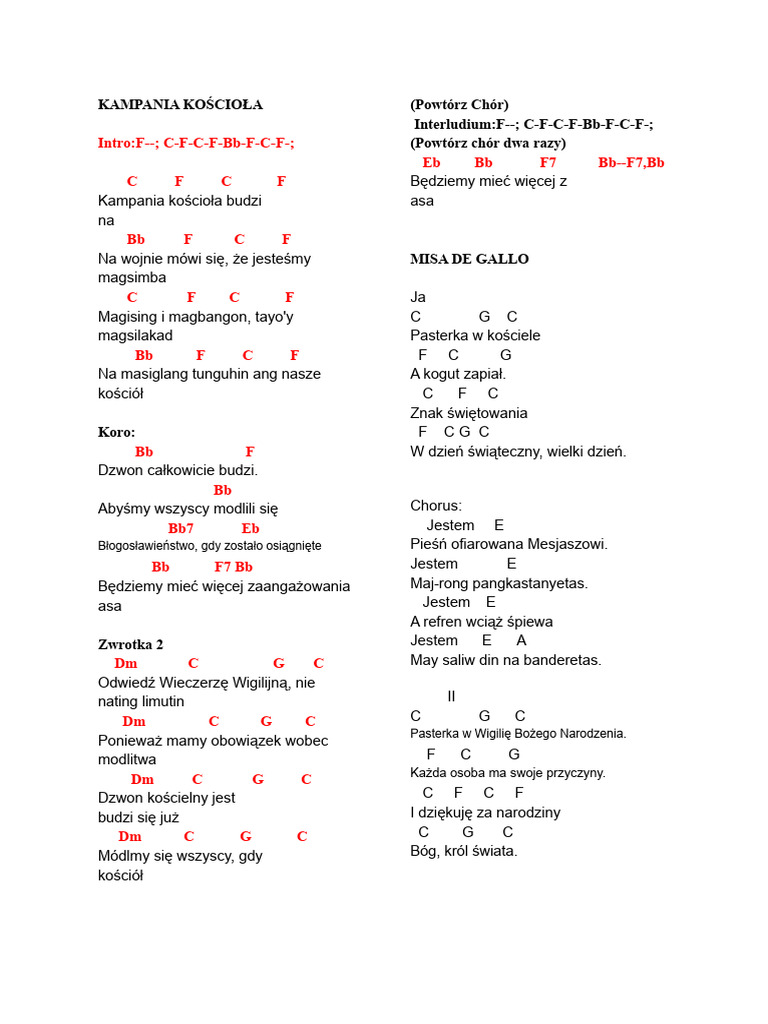 Akordy I Teksty Piosenek Świątecznych | PDF