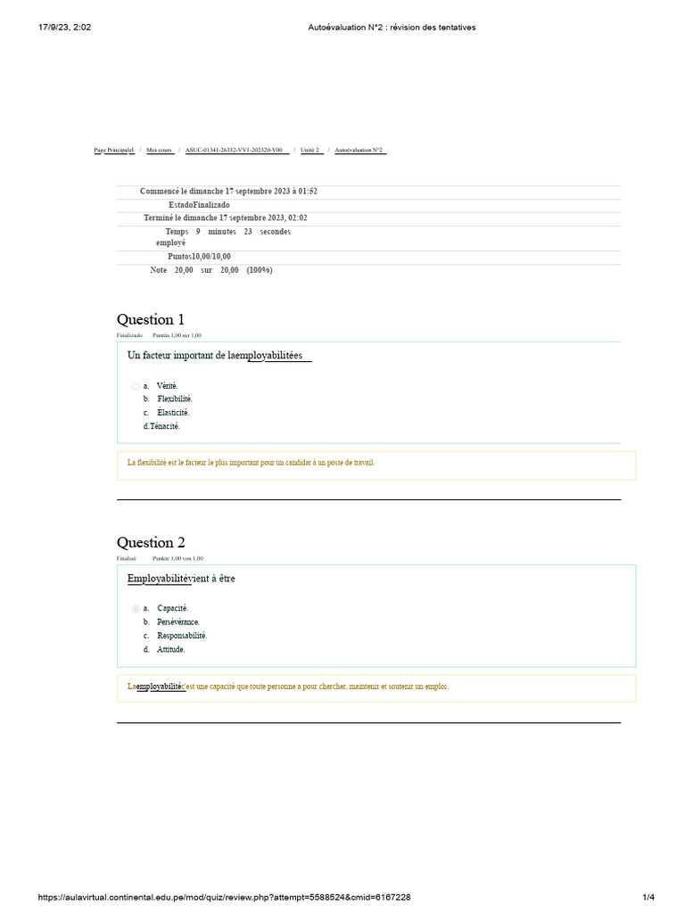 Autoévaluation sur l'employabilité | PDF | Sciences cognitives | Cognition