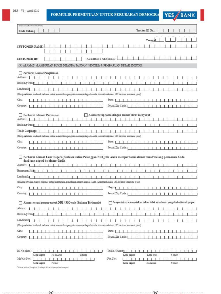 Formulir Yes Bank | PDF
