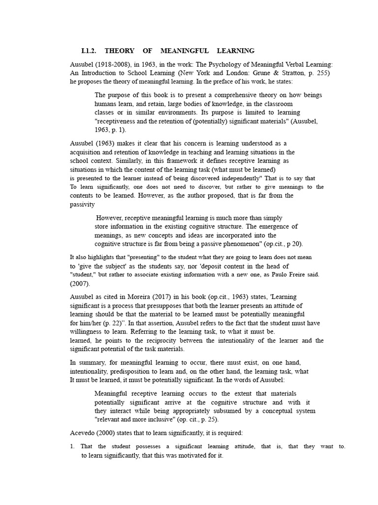 Theory of Significant Learning | PDF | Learning | Mental Processes